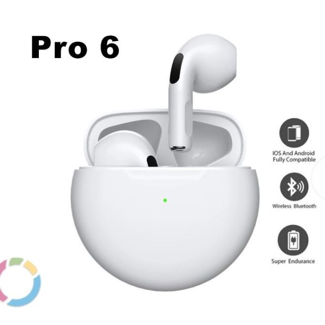 Pro 6 Orginal Airpod Super bass and Clear sound 5.1 bluetooth earbuds ...