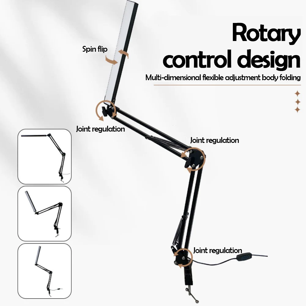 Single-Head LED Folding Metal Desk Lamp 3 Colors Adjustable 10 ...