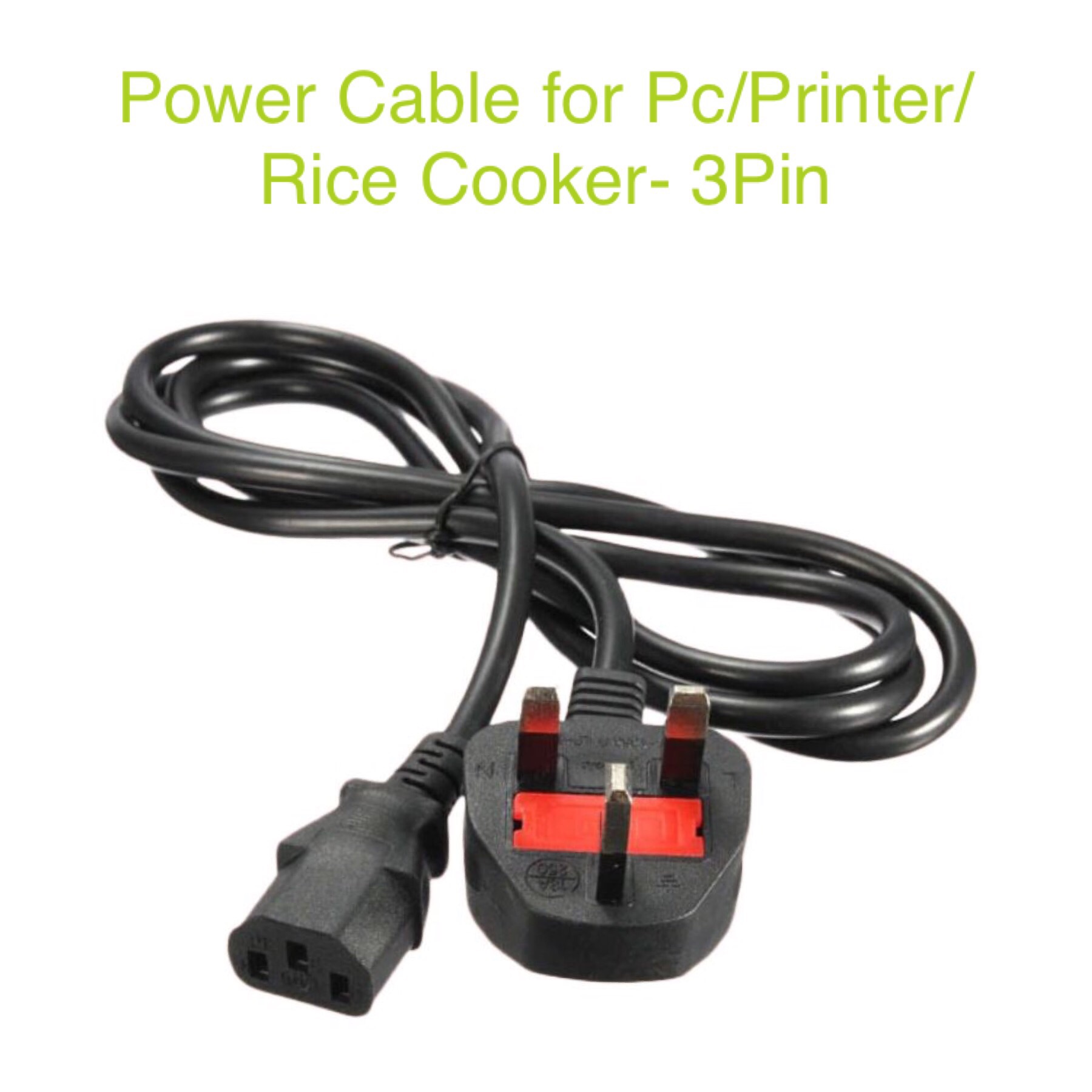 Power Cable for PC/Printer/Rice Cooker-3Pin | Daraz.lk