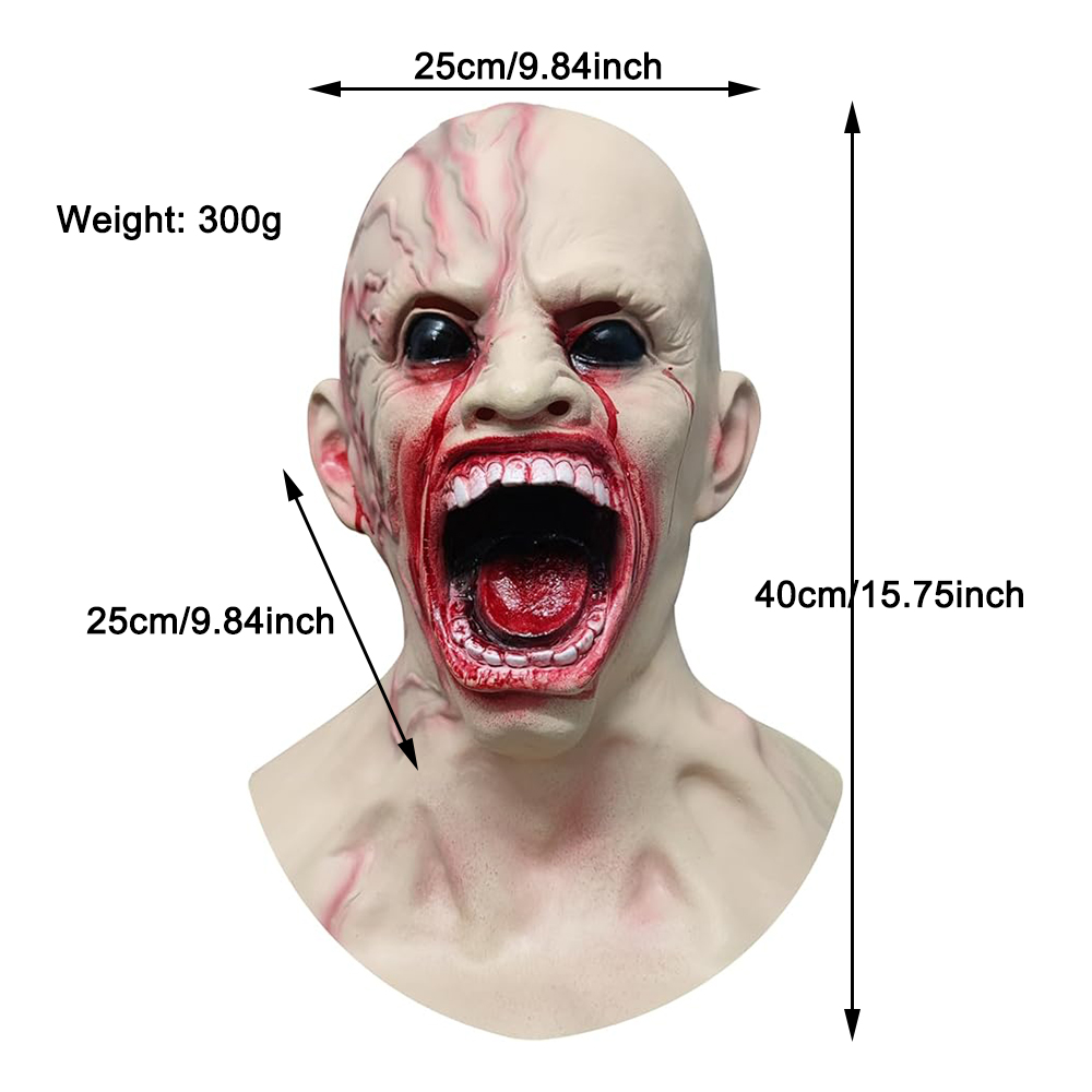 Zombie Mask Creepy Halloween Props Scary Realistic Face Mask Adult ...