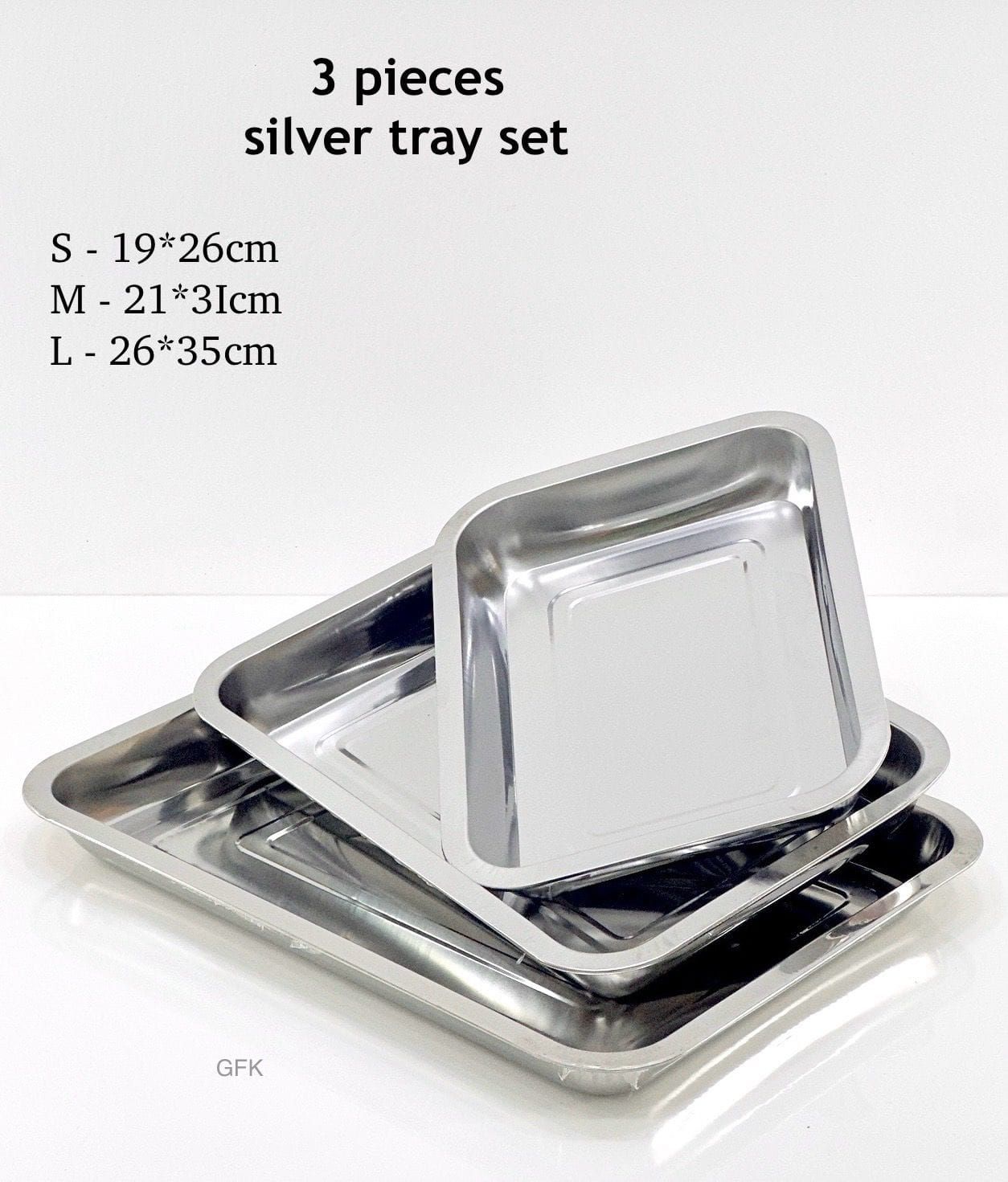 3 Pieces Silver Tray Set - Sizes S, M, L | Daraz.lk