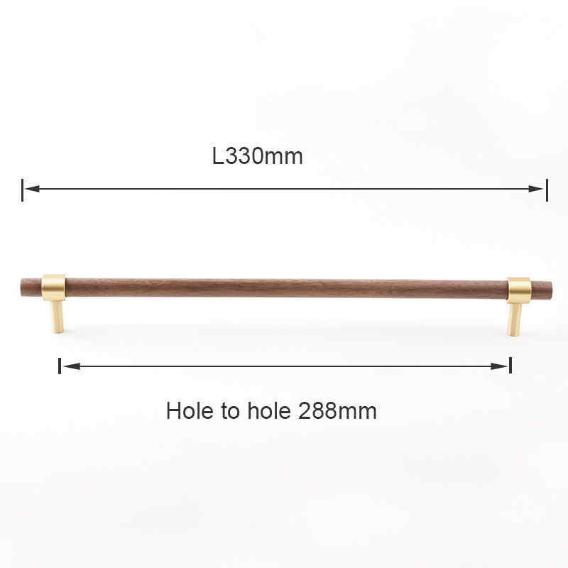 Nordic Beech Walnut Wooden Handle Drawer Knobs Wardrobe T Bar Long ...