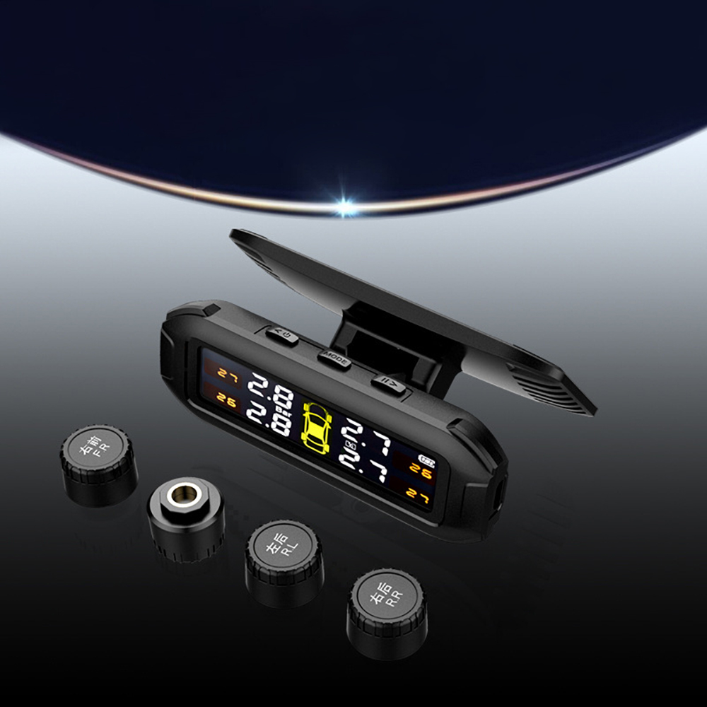 Solar Tpms Tire Pressure Monitoring System Temperature Warning Car Tyre Pressure Tester 4