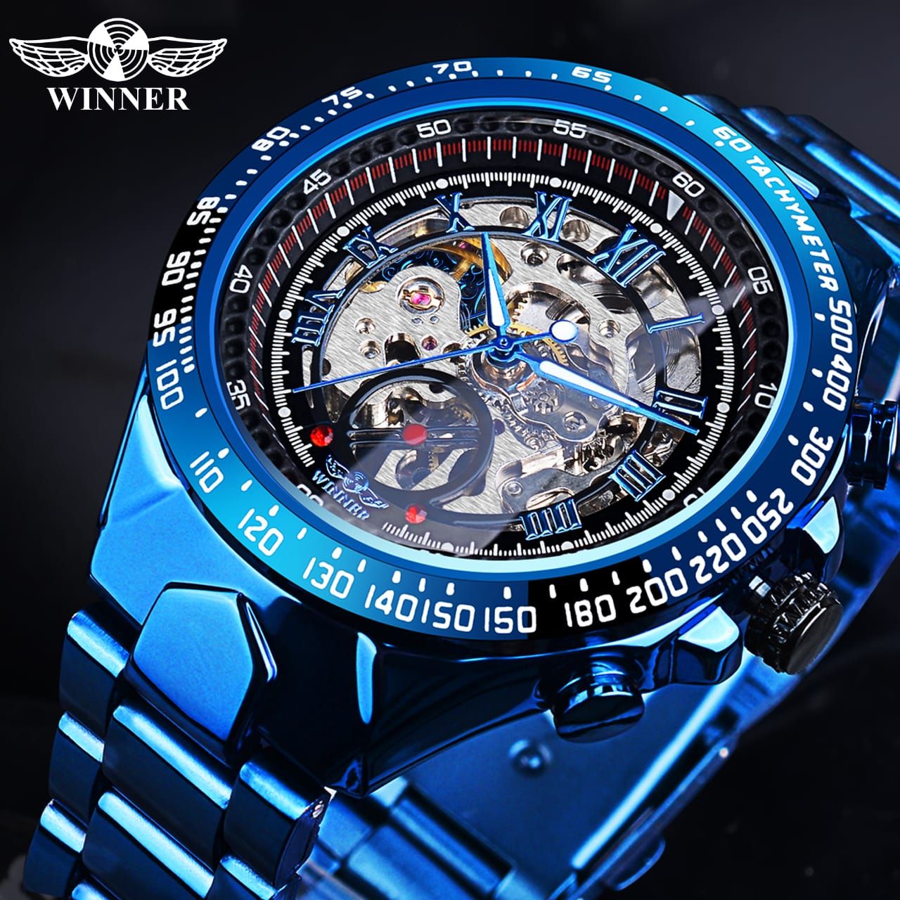 WINNER Mechanical Sport Design Bezel Golden Watch Men | Daraz.lk