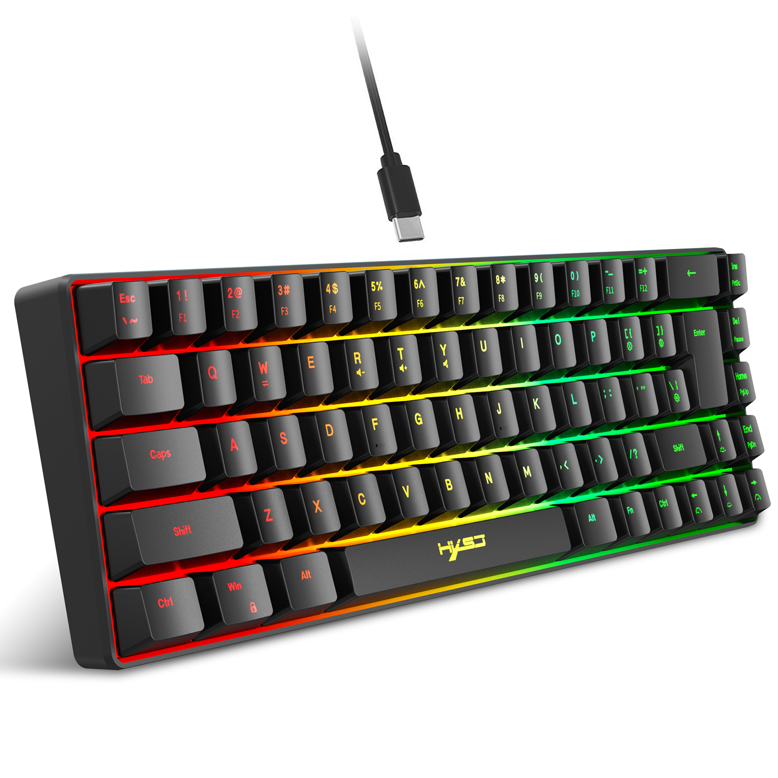 HXSJ V200 Wired K68 RGB Streamer Mini Gaming Keyboard 19-Key Conflict ...