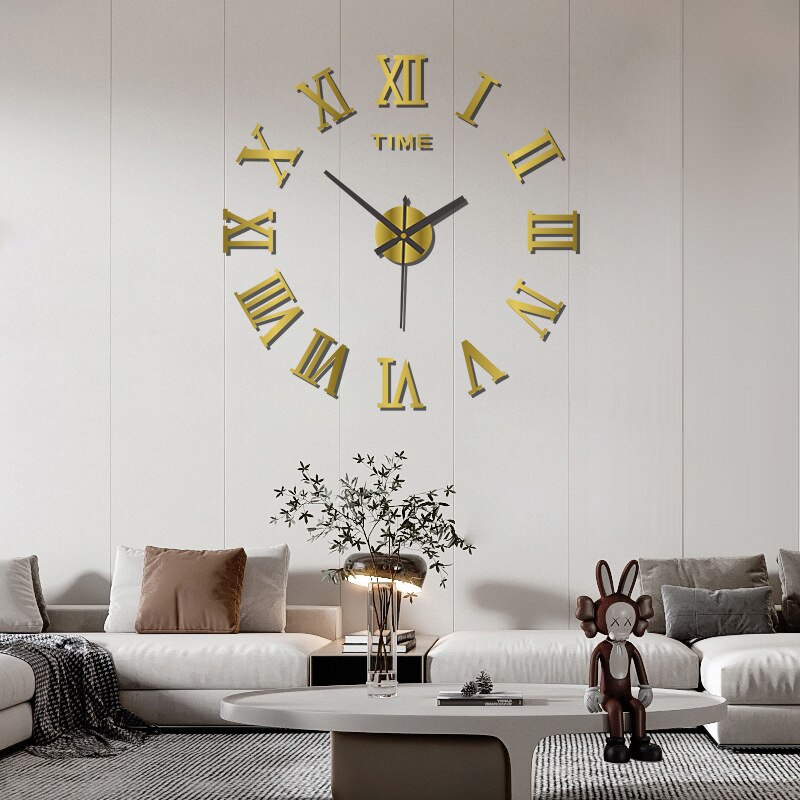 3D Acrylic Digital Wall Clock Roman Numerals Design Mirror Wall Clock ...