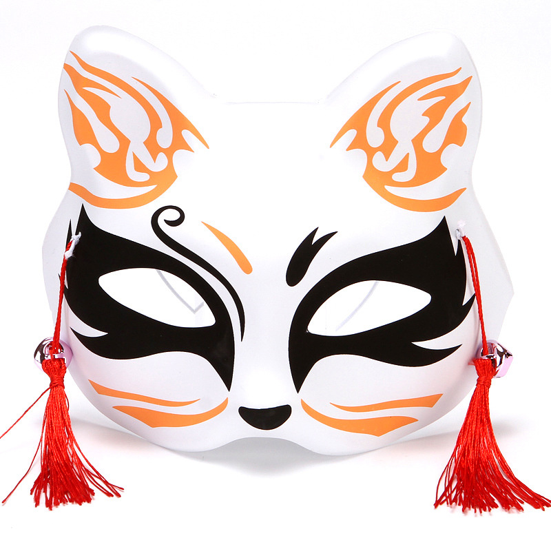 Anime Demon Fox Mask Hand-painted Japanese Mask Half Face Mask ...