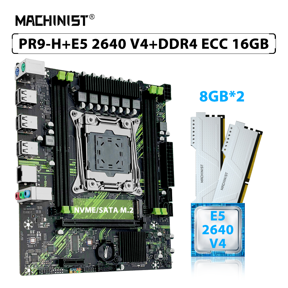 MACHINIST X99 PR9-H Motherboard Set LGA 2011-3 Kit Xeon E5 2640 V4 Processor CPU 16GB=2pcs*8GB ...