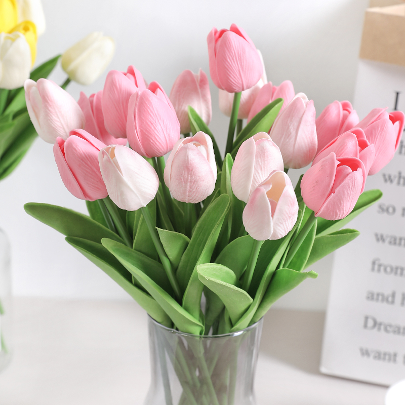 5/10Pcs Artificial Flowers Tulip Bouquet PE Fake Flowers Wedding Garden ...