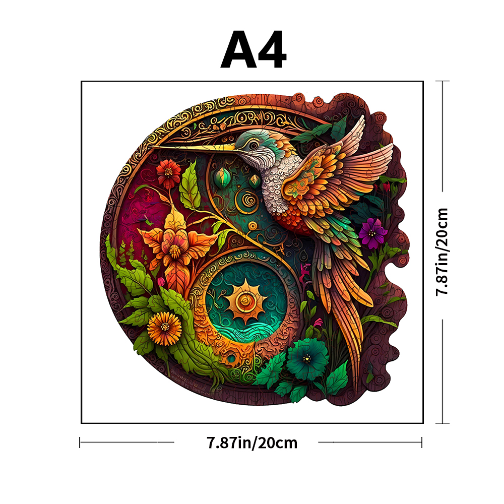 Hummingbird Disc Wooden Colorful Jigsaw Puzzle, Alien Shape Animal ...