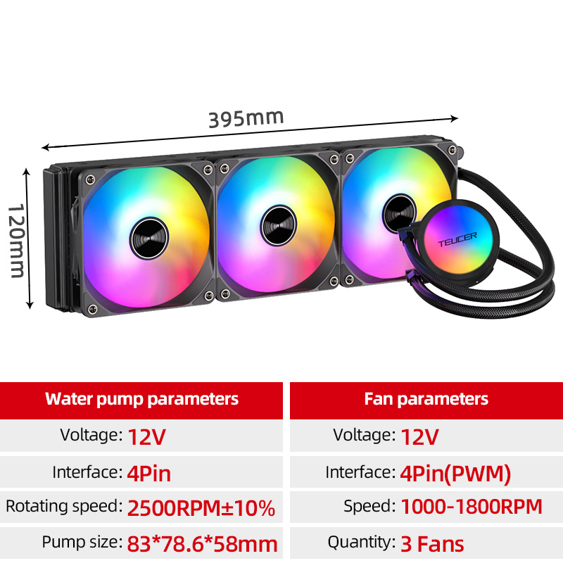Teucer 120/240/360mm CPU Water Cooler Efficient Liquid Cooling Heatsink ...