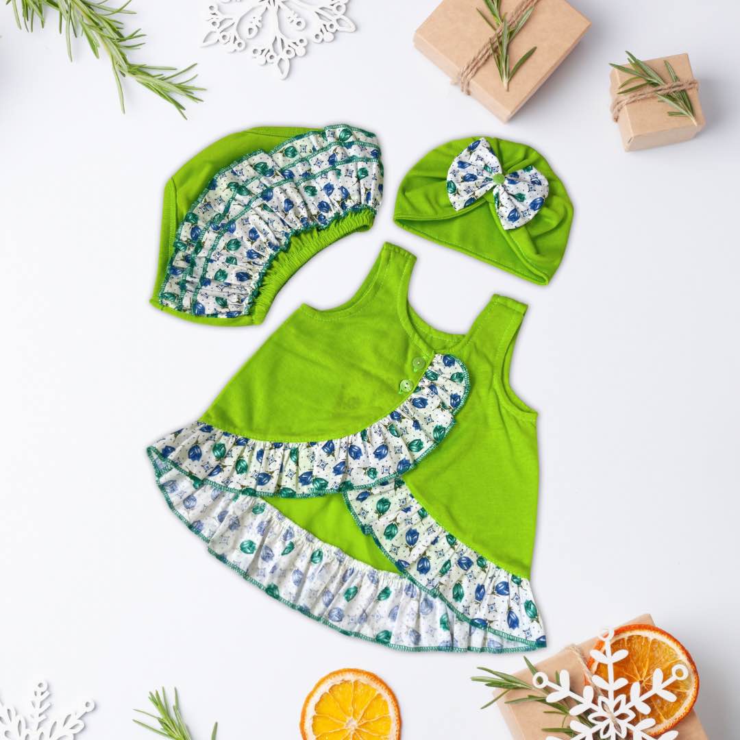 Crossover baby frock plain design frock with frill panty short and ...