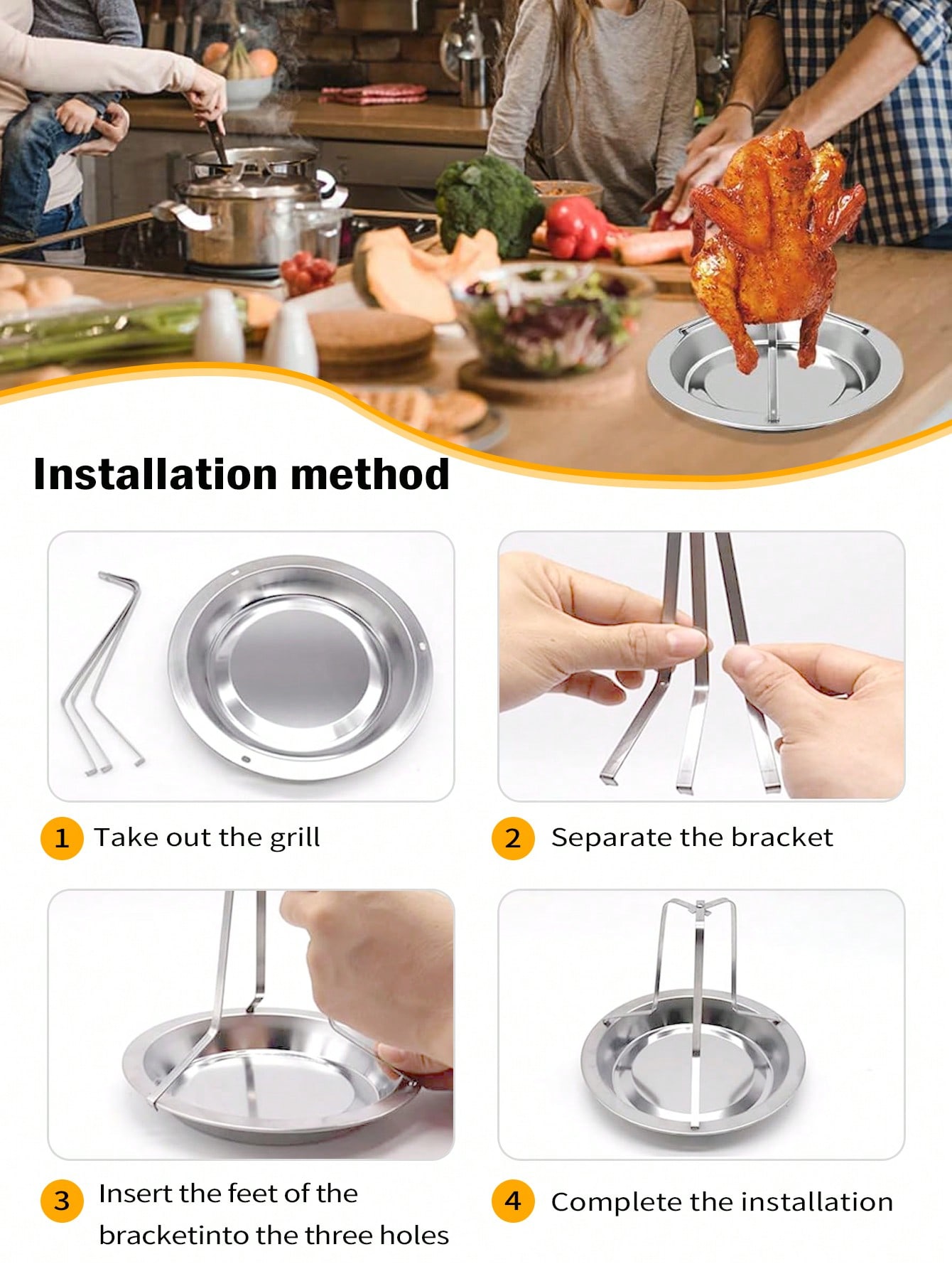 Leeseph Chicken Roaster Rack Stainless Steel Beer Can Chicken Holder ...