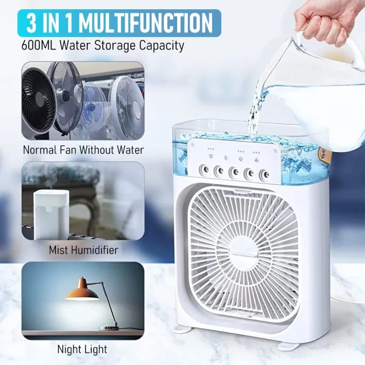 2 in 1 Air Conditioner Humidifier 3 Speed Air Cooling Fan Humidifies ...