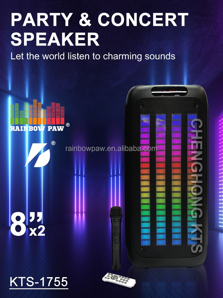Kts-1755 bt wireless portable outdoor speaker large dual 8 inch with ...