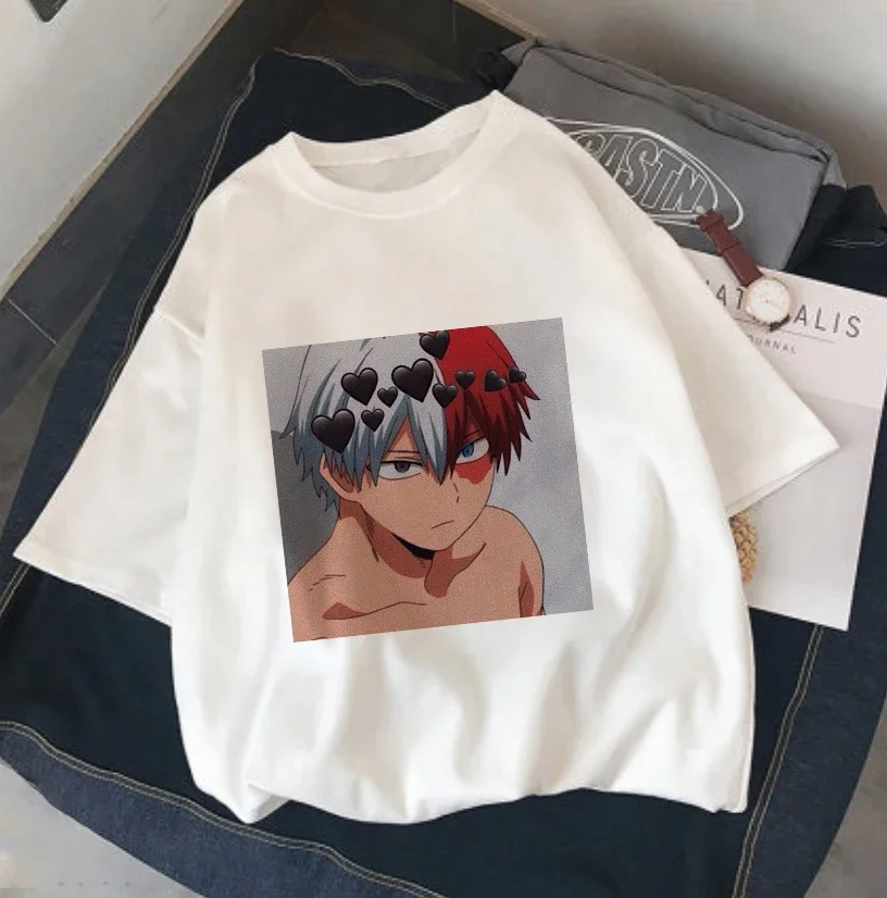 Women T Shirts Anime My Hero Academia Shoto Todoroki Print Tshirt ...
