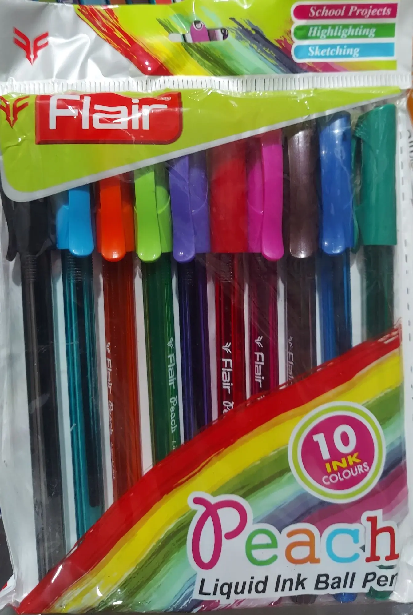 Flair Peach Liquid Ink Ball Pen Set Of 10 Ink Colours, 02/21/2024