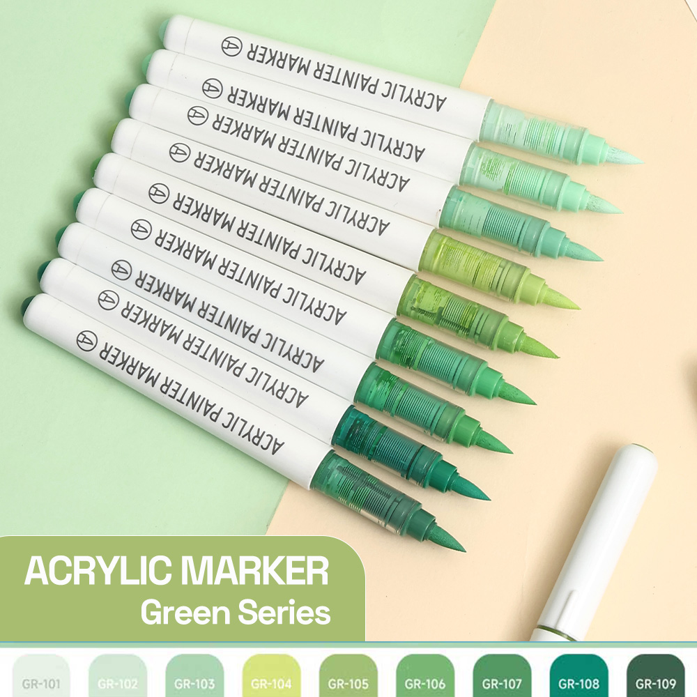 Automatic Ink Control Acrylic Paint Markers, 9 pcs Brush Tip Acrylic ...