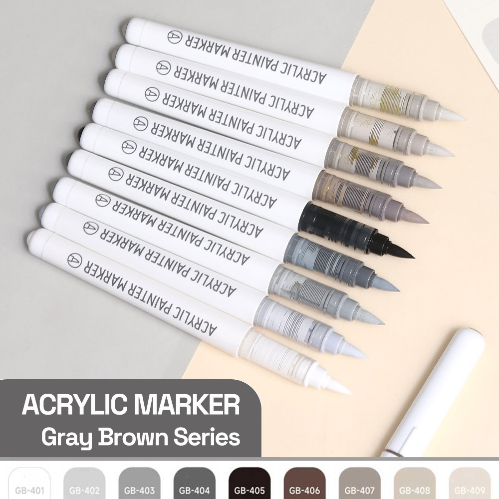 Automatic Ink Control Acrylic Paint Markers, 9 pcs Brush Tip Acrylic ...