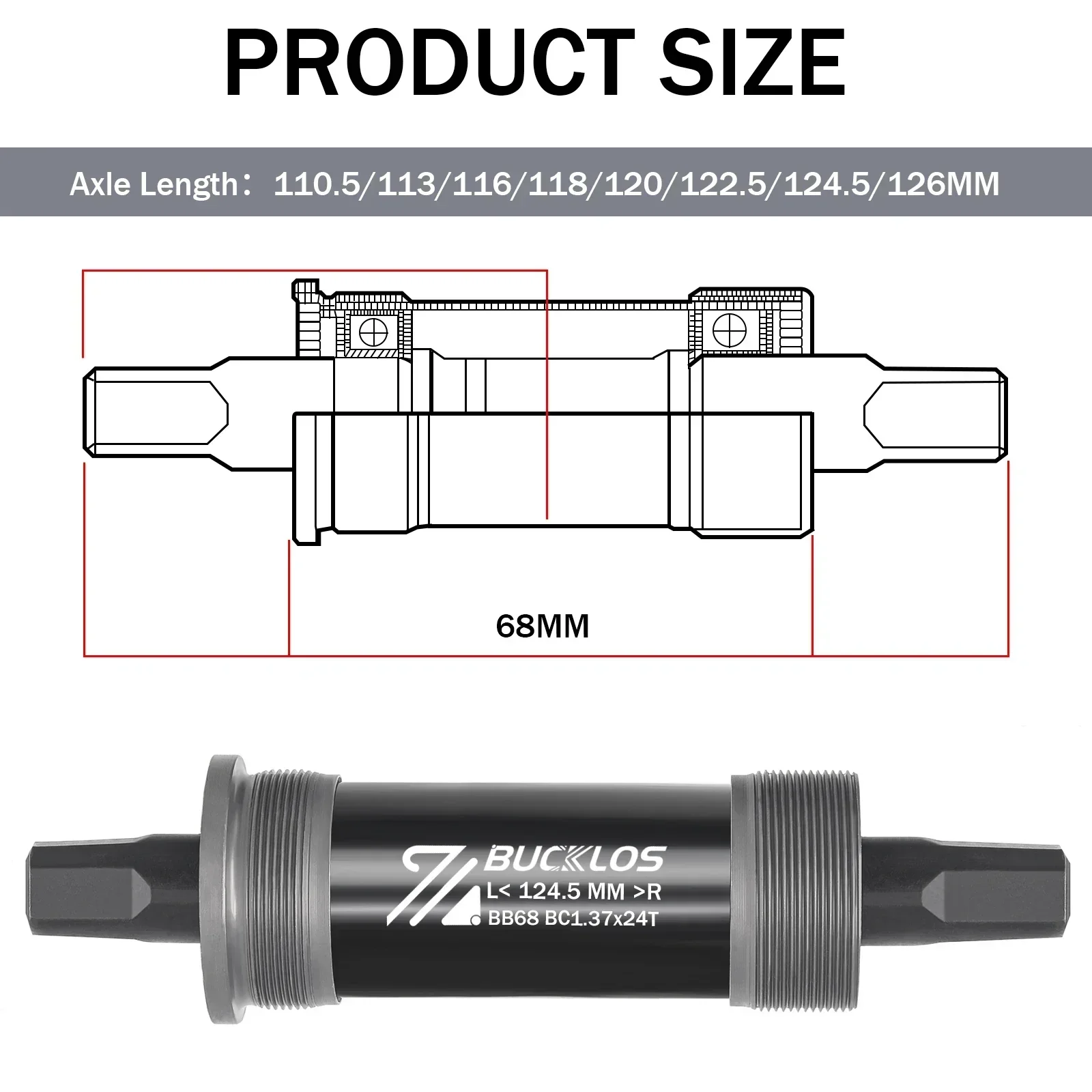 BUCKLOS Bike Bottom Bracket Square Hole Road Mountain Bike E-Bike Crank ...