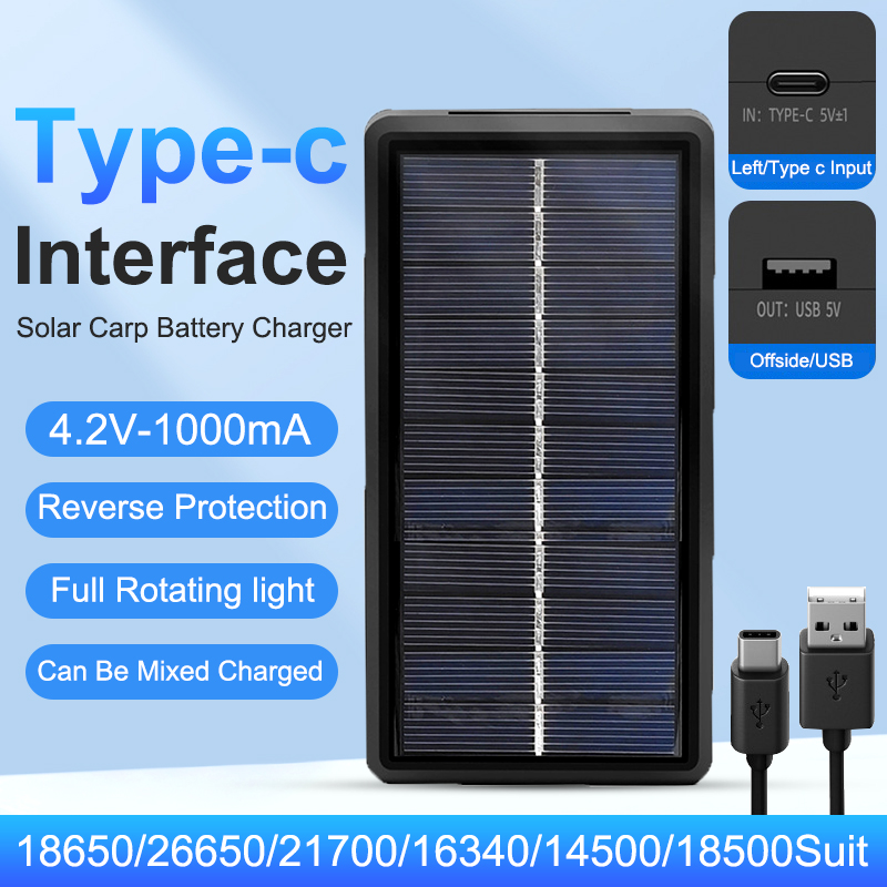 18650 Battery Charger Multi Munctional Solar Type C Intelligent Lithium ...