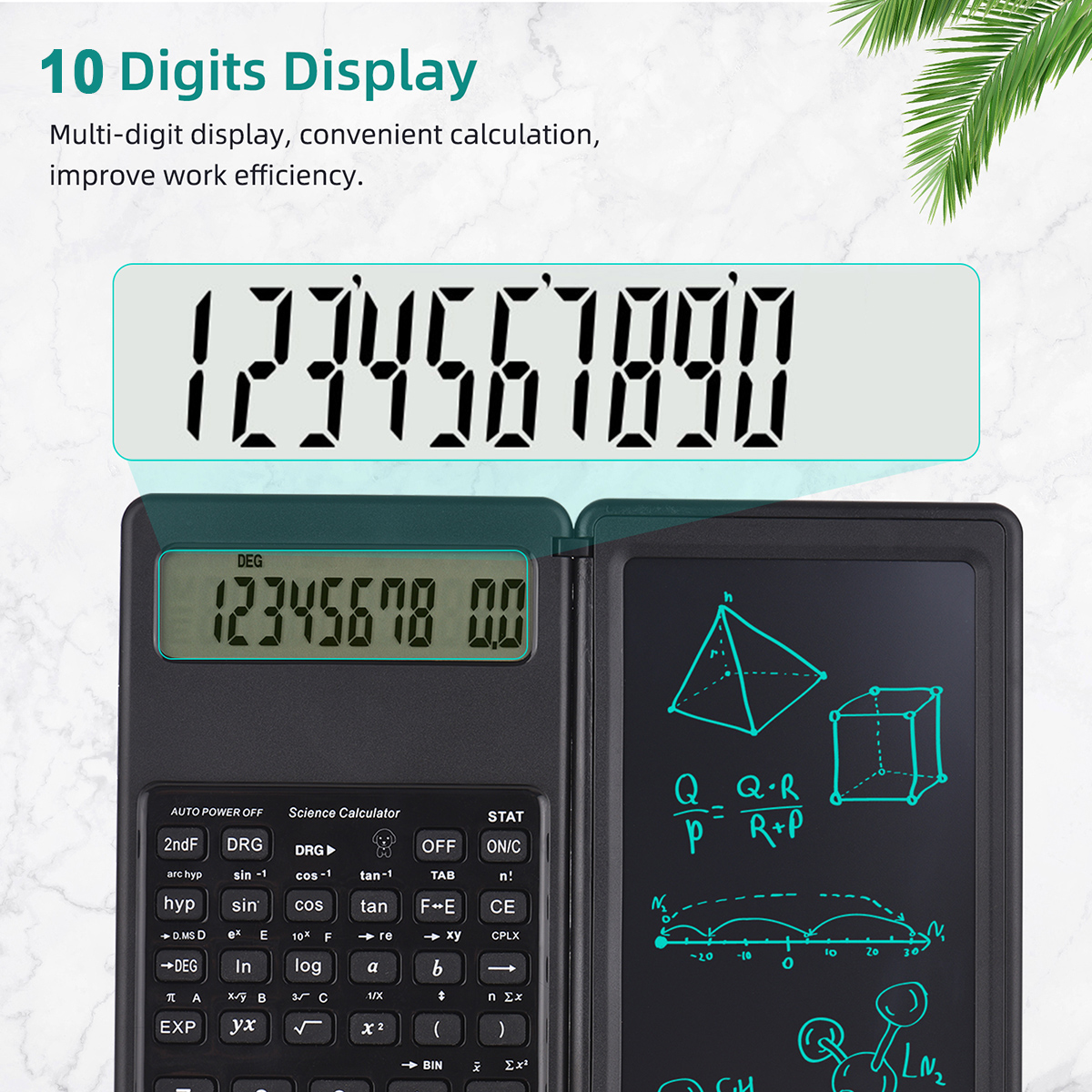 Foldable Scientific Calculator 10-Digit Digital Large Display with an ...