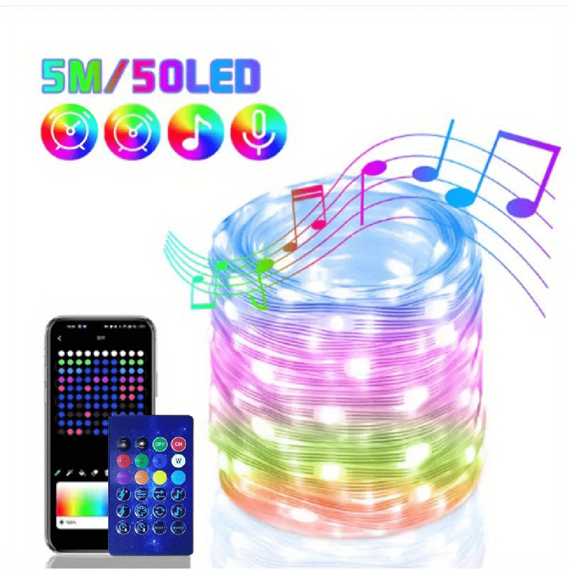 Smart IC LED String Light WS2812 Bluetooth Fairy Light Addressable USB ...
