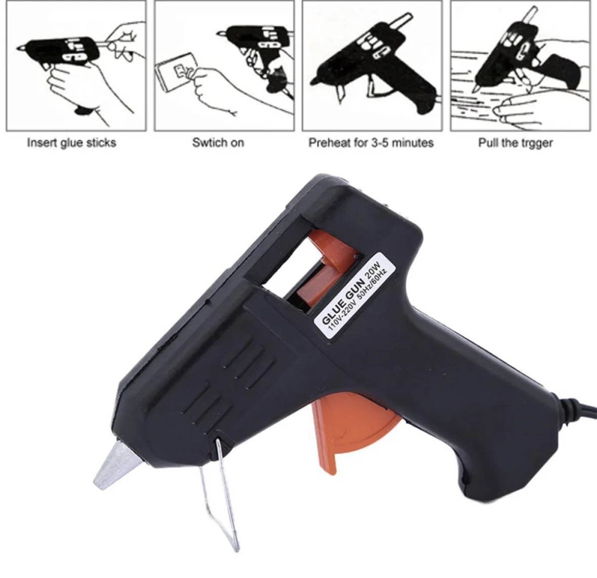 Electric Hot Glue Gun 20W With Free 10 Glue Sticks Mini Thermal Glue ...