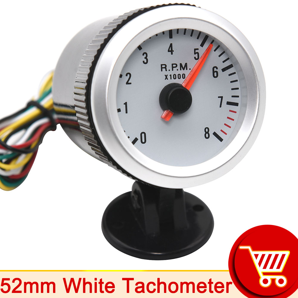 AD 52mm Tachometer tacometro 12V Car LED Tacho Gauge Tachometer 0-8000 ...