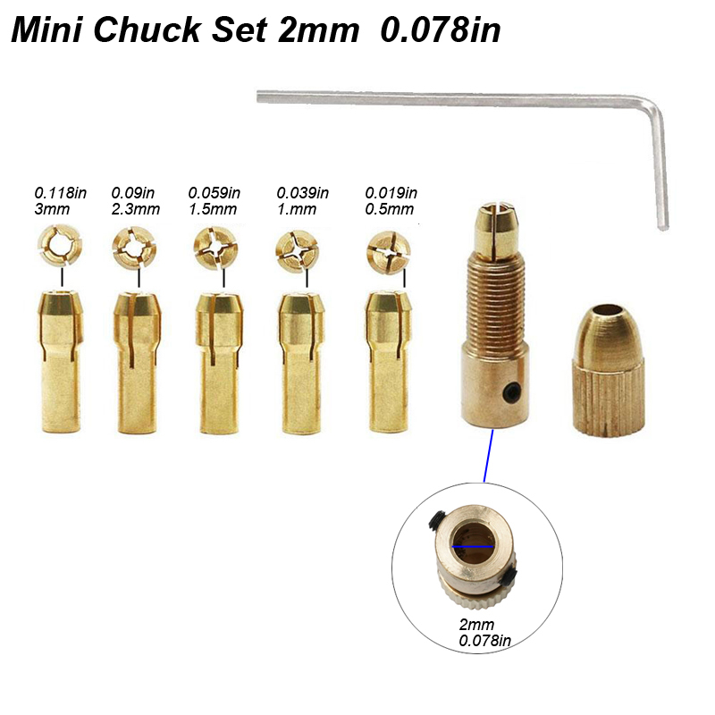 Mini Drill Chuck Collet Set For Electric Motor Shaft Fit Micro Twist ...