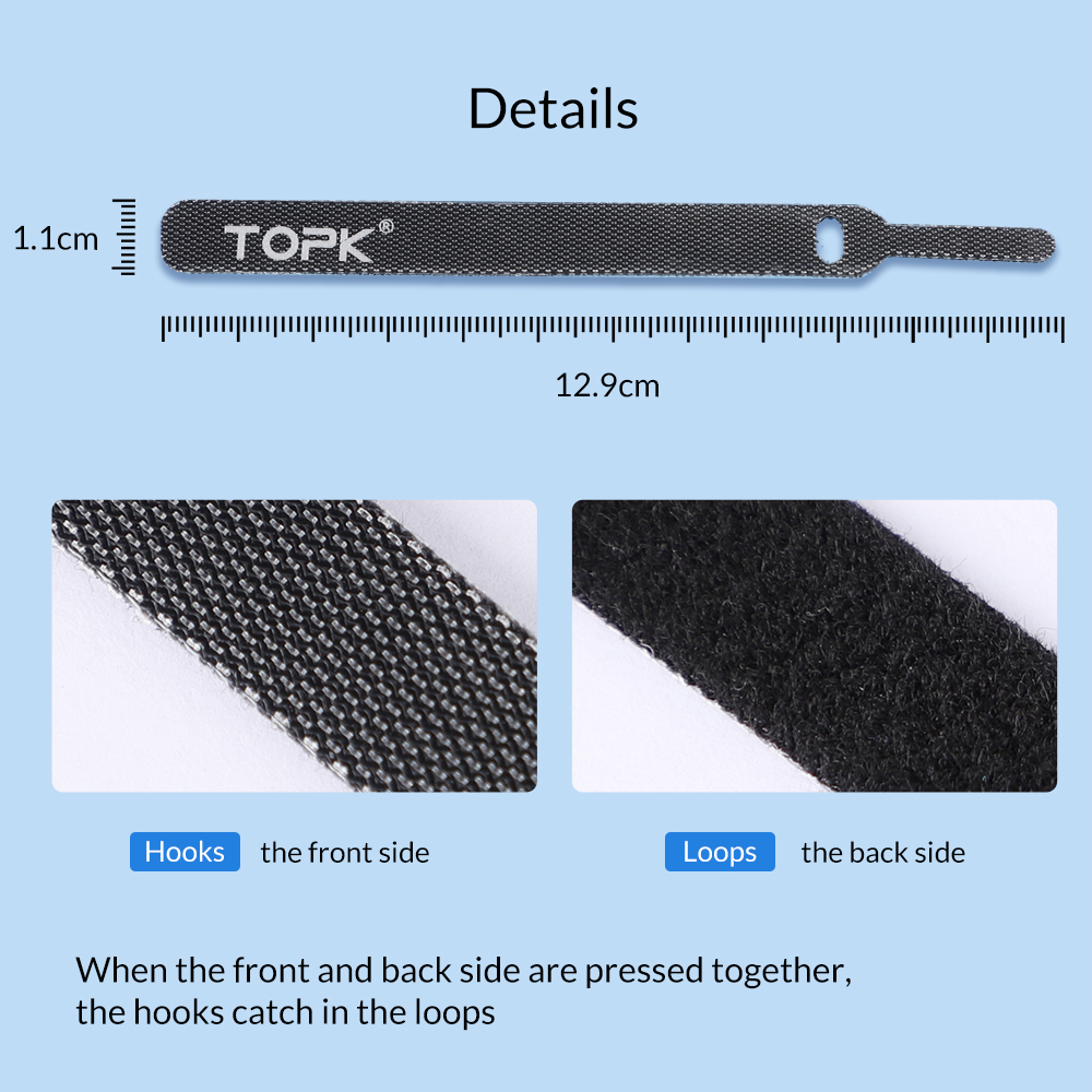 TOPK Releasable Cable Organizer Ties Mouse Earphones Wire Management ...