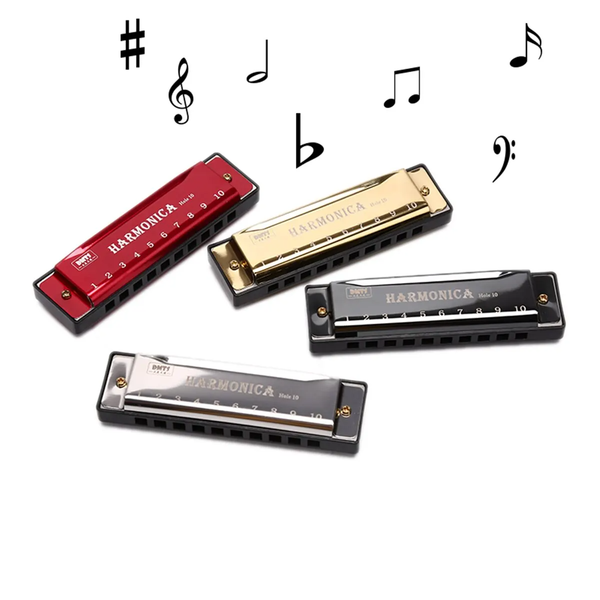 Harmonica Key of C 10 Hole Diatonic Harmonica C with Case for Beginner ...
