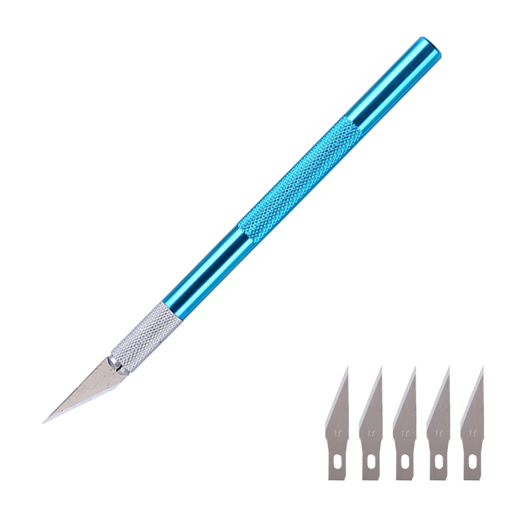 1 Set Metal Handle Scalpel Blade Knife Wood Paper Cutter Craft Pen ...