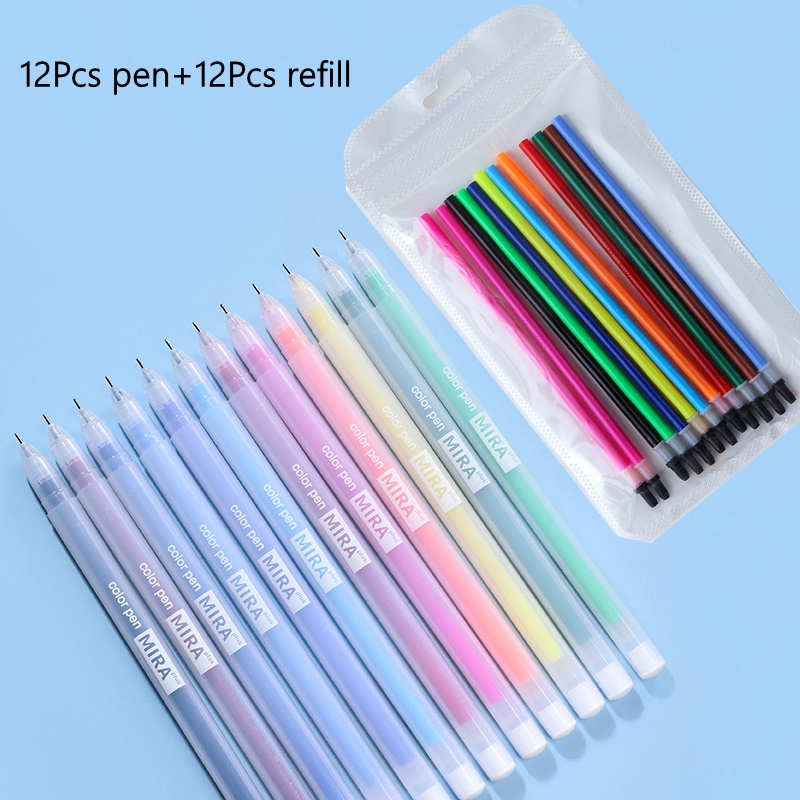 24/12PCS/Box Color Gel Pen Refill Set Kawaii 0.5mm Candy Colors ...