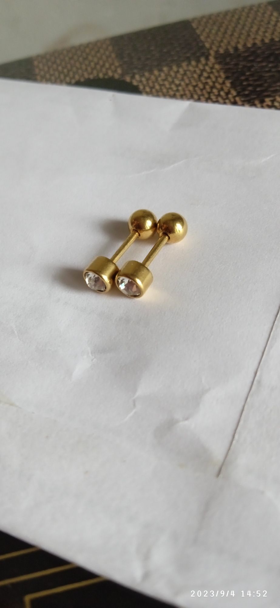 Gold Plated Earrings Karabu Joduwak 4 mm size For Men And Women | Daraz.lk