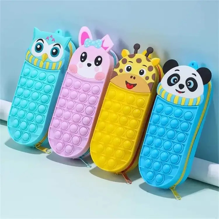 Pencil Case Fidget Toys Silicone Bubble Wallet Bags Anti stress Toy ...
