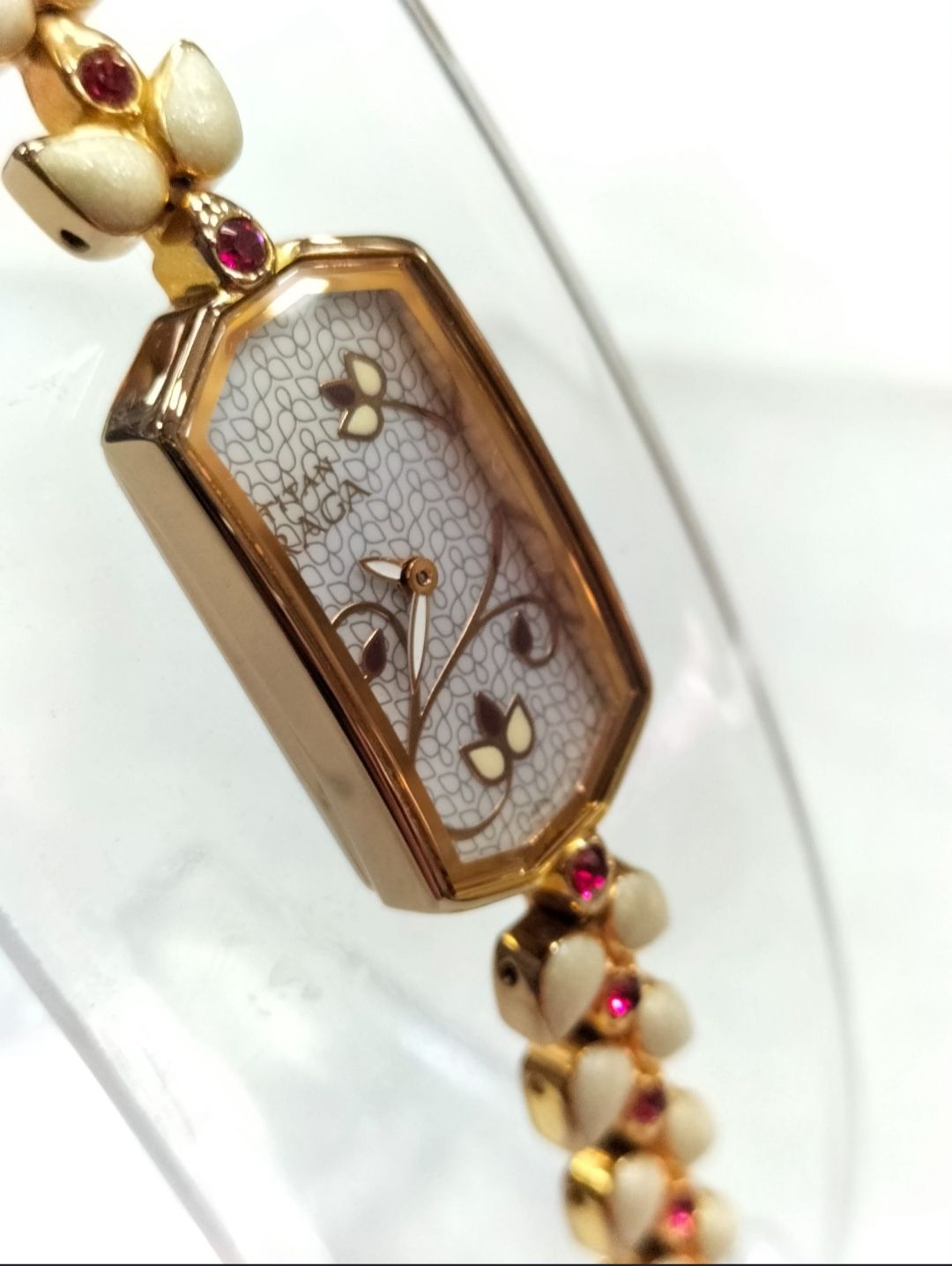 Genuine Brand Ladies Watch Rose Gold Strap With Stone Work Rectangle ...
