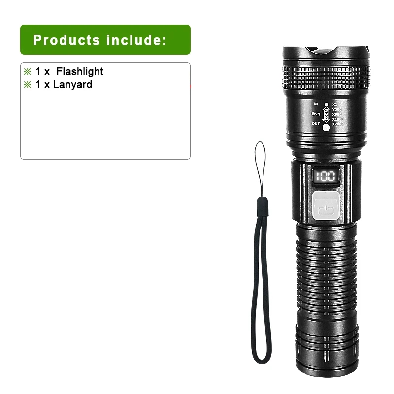 100000 Lumens Super Bright Long Range LED Flashlight Tactical ...