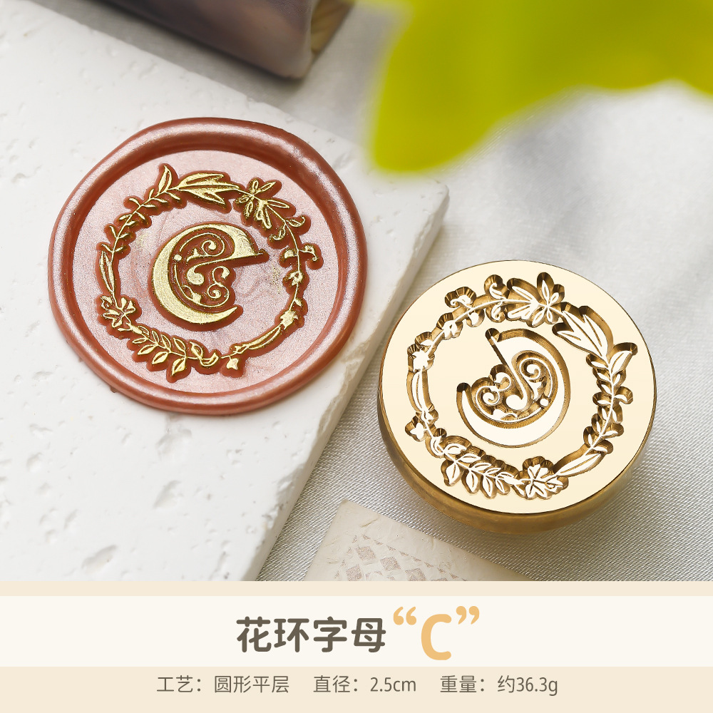 New Flower wreath Letter Wax Seal Stamp 26 Letter Series Sealing Wax ...