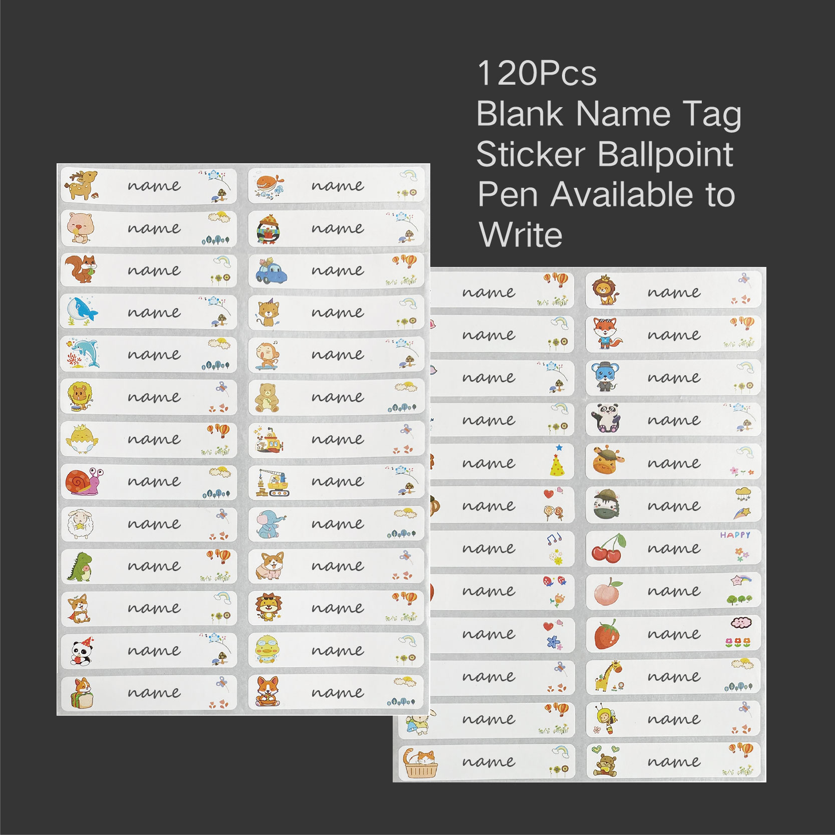 120Pcs Blank Name Tag Sticker Customize Stickers Labels Children School ...