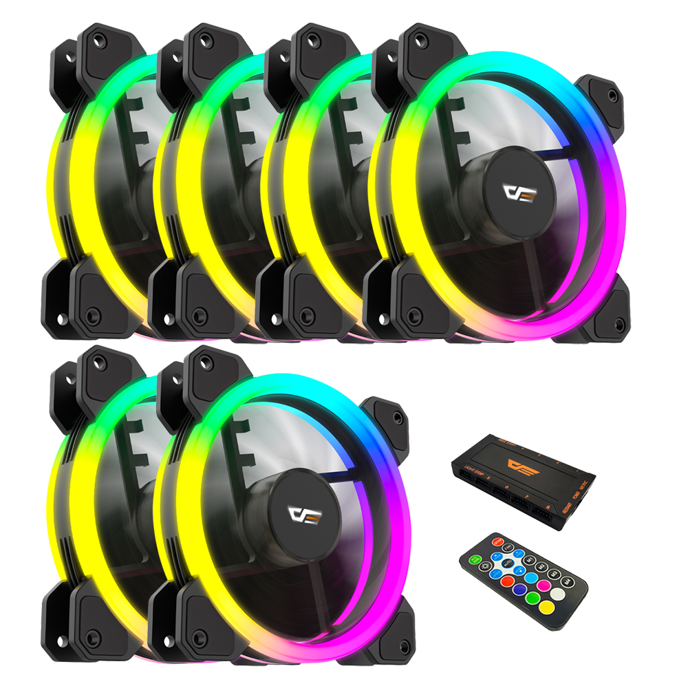Darkflash DR11 RGB PC Case Fans Kits 6 Pin Double Ring ARGB Cooling for ...