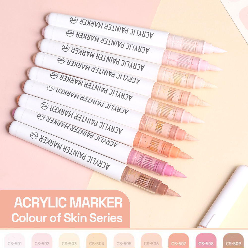 Automatic Ink Control Acrylic Paint Markers, 9 pcs Brush Tip Acrylic ...
