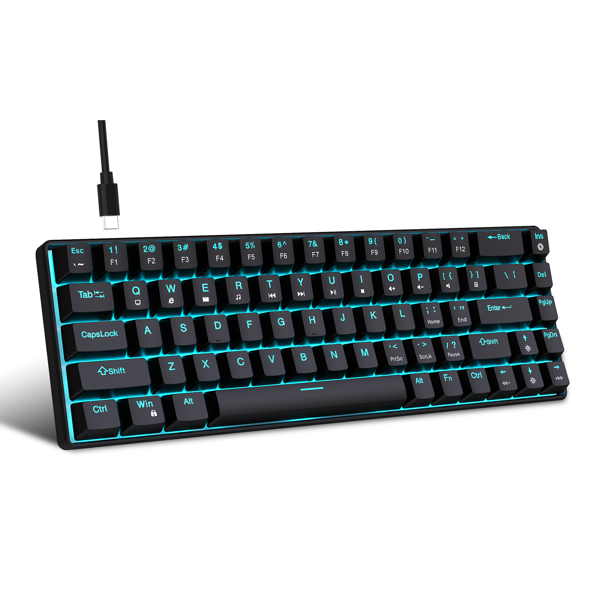 68 Keys Mechanical Keyboard Ergonomics RGB Backlit LED Hot Swappable ...