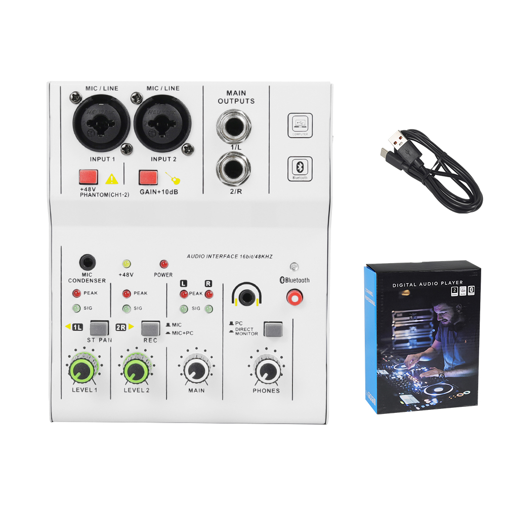 TEYUN Q12 Q12M Professional 2 Channels audio mixer interface sound card ...
