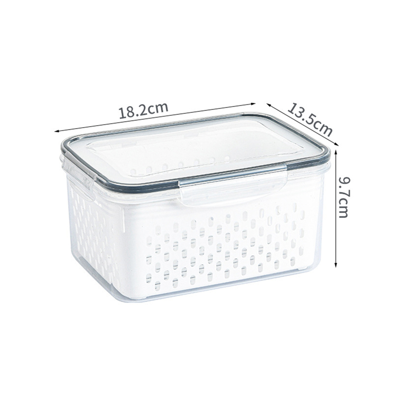 Refrigerator Storage Box with Drain Basket Multipurpose Organizer Fresh ...