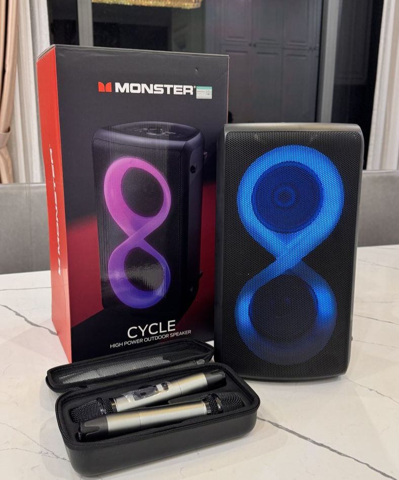 MONSTER CYCLE SPEAKER WITH DUAL WIRELESS MIC | Daraz.lk