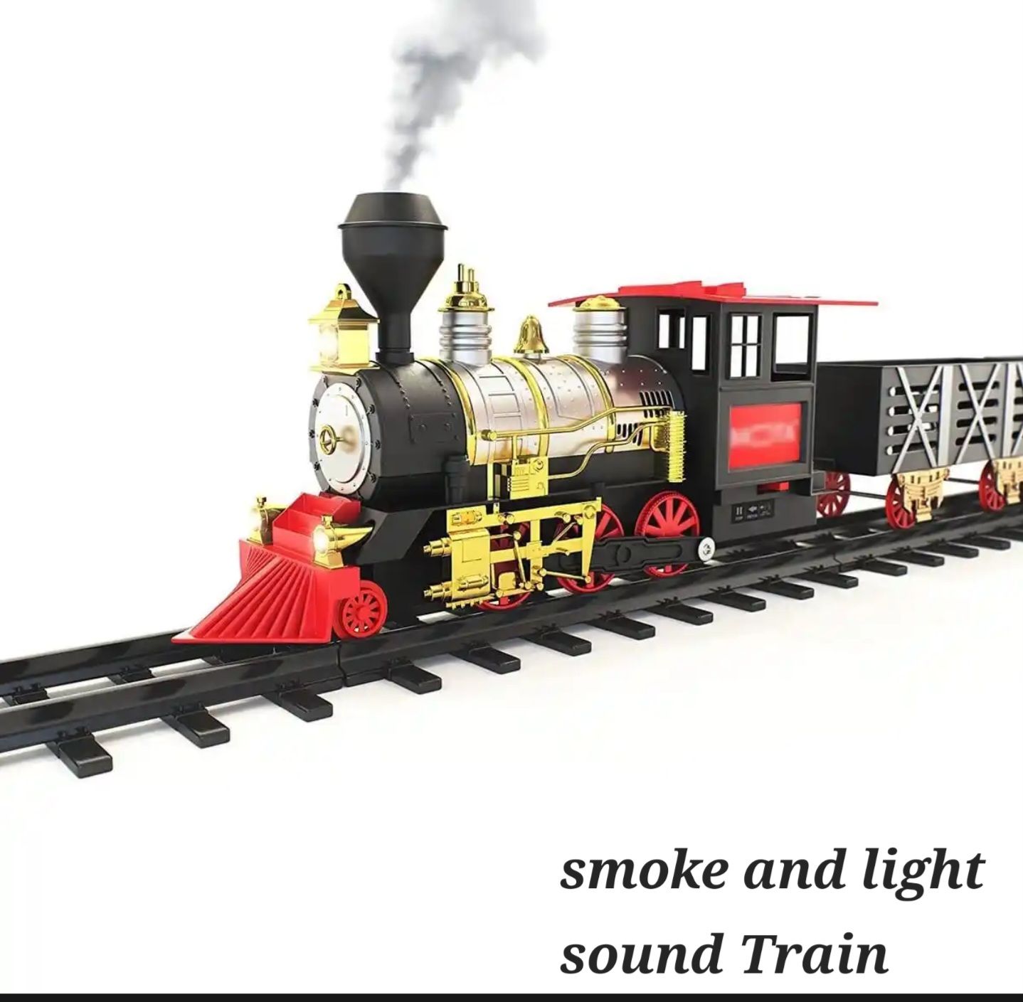 Smoke and light sound toy train full set. | Daraz.lk