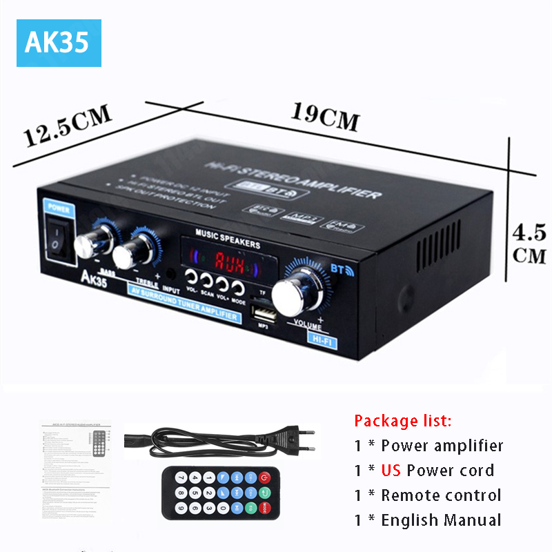 AK45/AK35 800W Home Power Amplifier 2 Channel Bluetooth 5.0 Mini Hifi ...