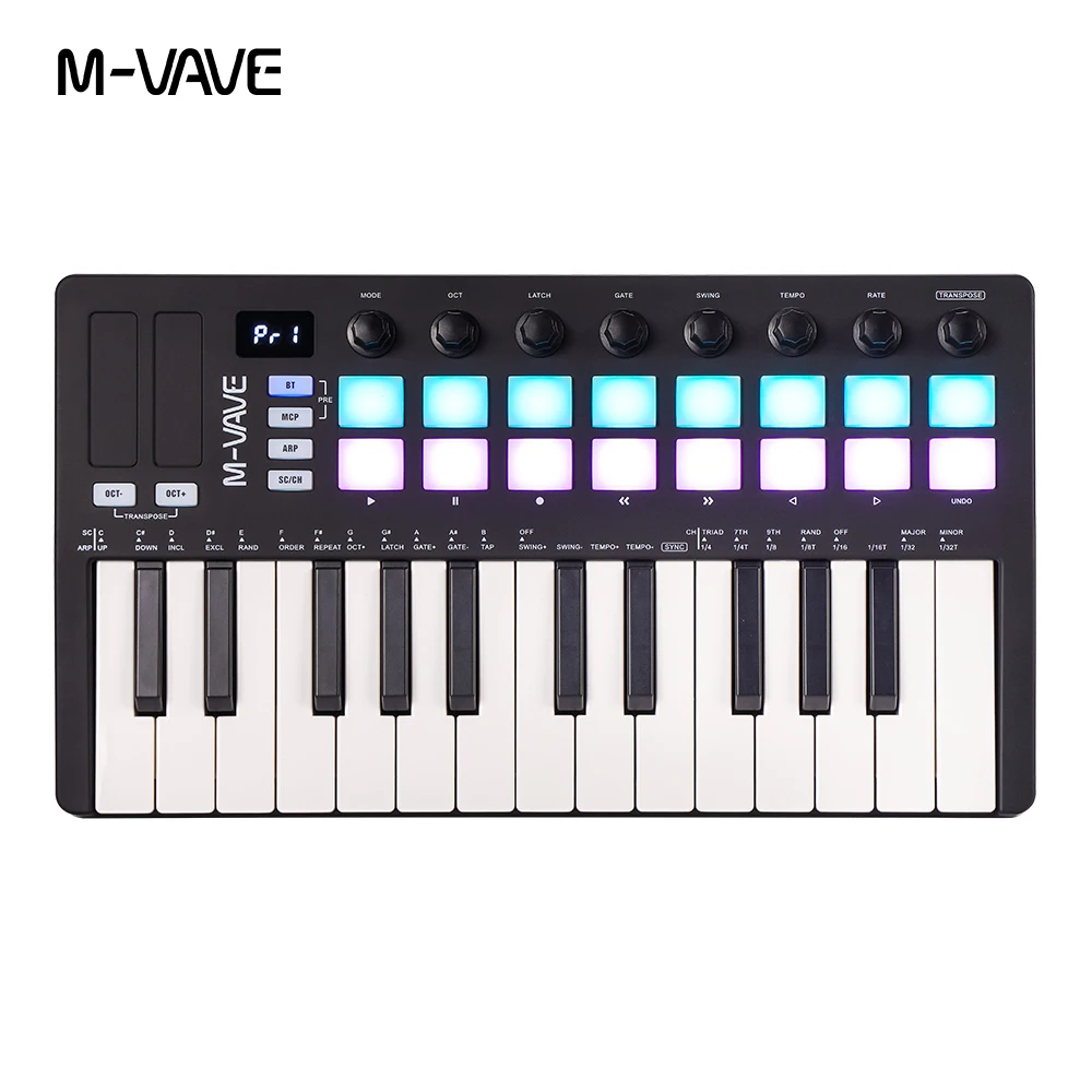 M-VAVE SMK-Ⅱ 25 Key MIDI Keyboard Controller With 16 RGB Drum Pads ...