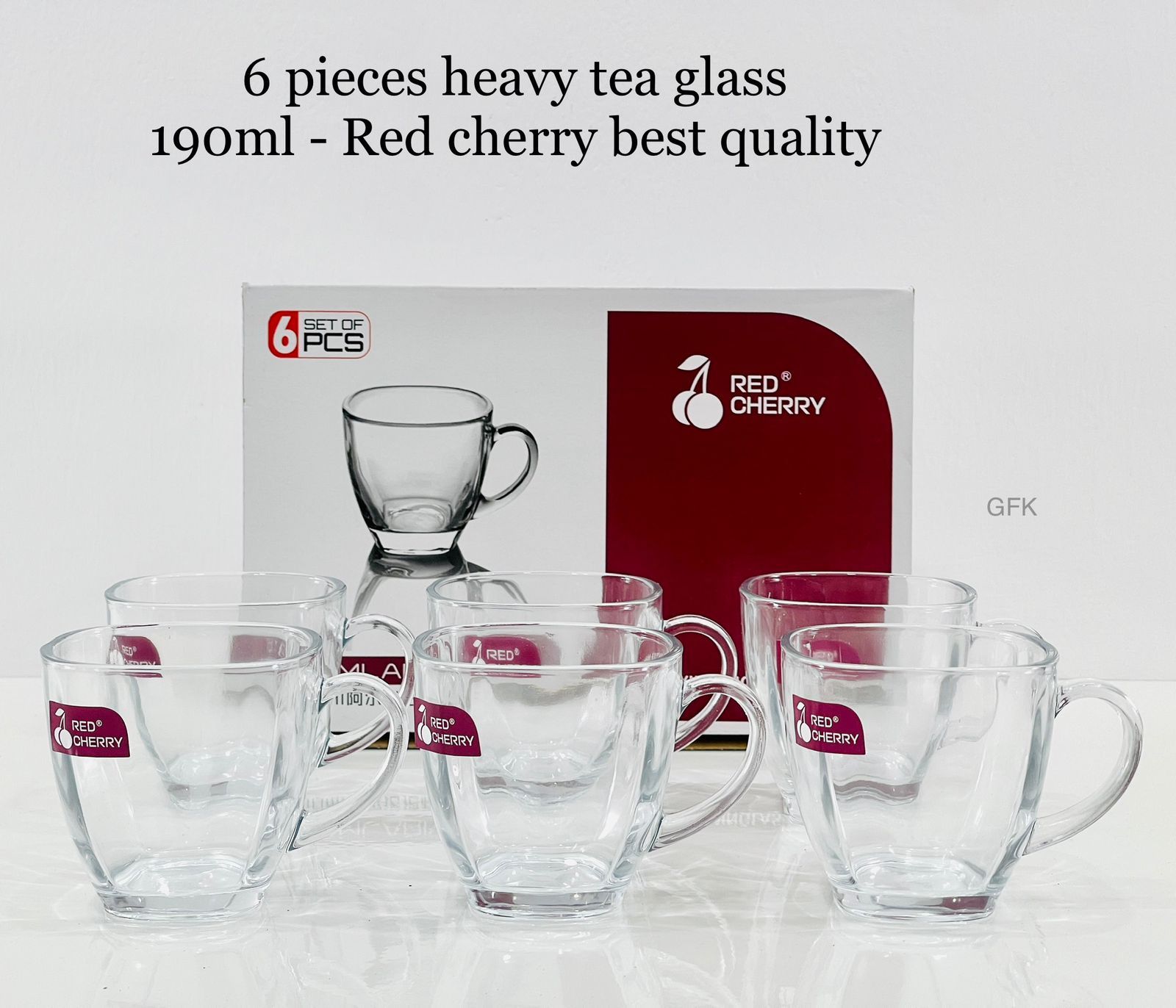 Tea Glass / 6 Pieces / Heavy / 190ml / Red Cherry / Square / Tea cup ...